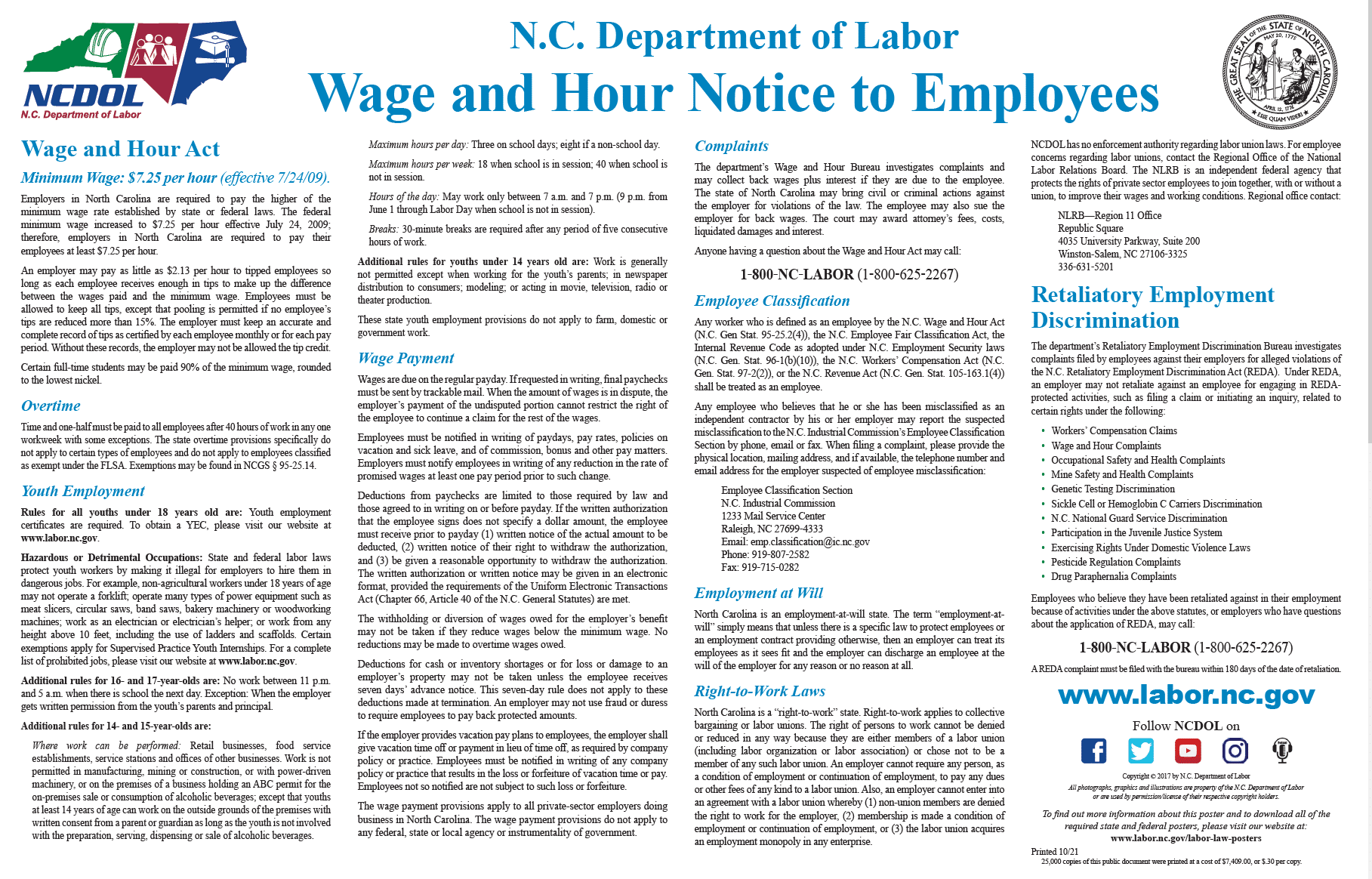 DOL Labor Law Poster Update - Poyner Spruill LLP