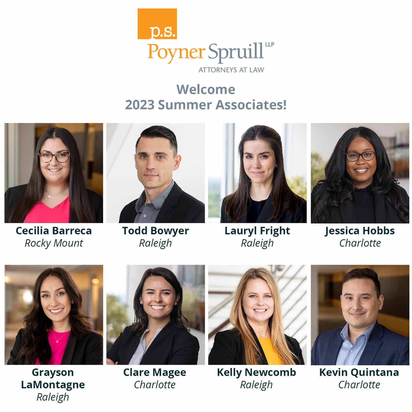 Poyner Spruill Welcomes Eight Summer Associates - Poyner Spruill LLP